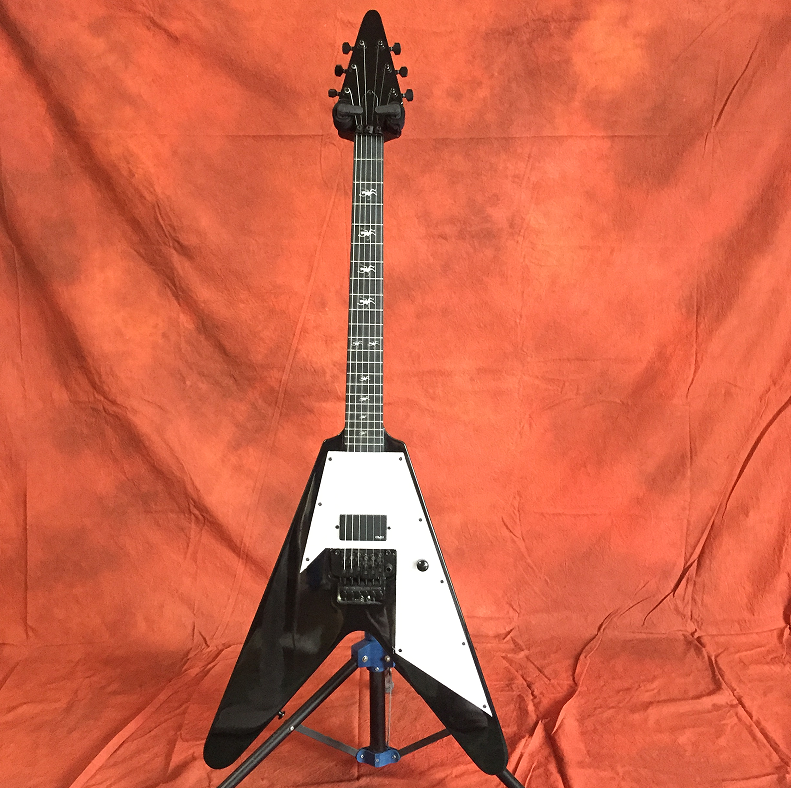 Custom Flying V Electric Guitar Black Monkey Inlay Tremolo Bridge ...
