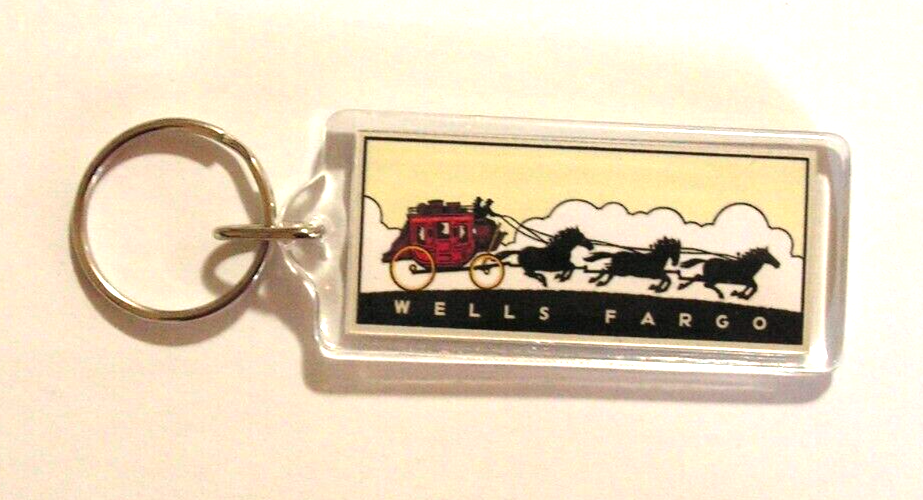 Vintage Wells Fargo Keychain Stagecoach & Horses Acrylic Fob Bank Key ...