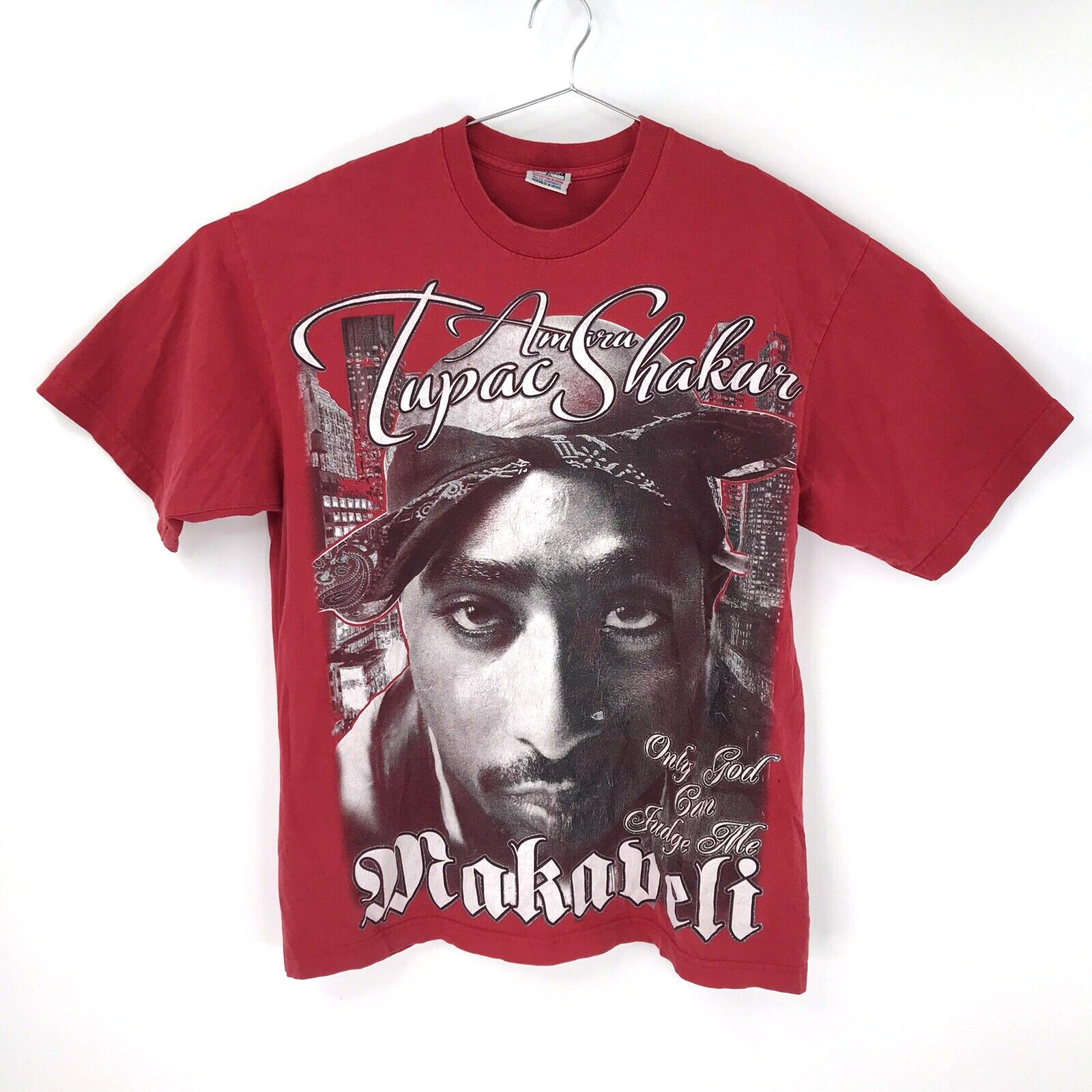 Vintage Tupac Shakur 5 Pro Super Heavy Red T Shirt 2P… - Gem