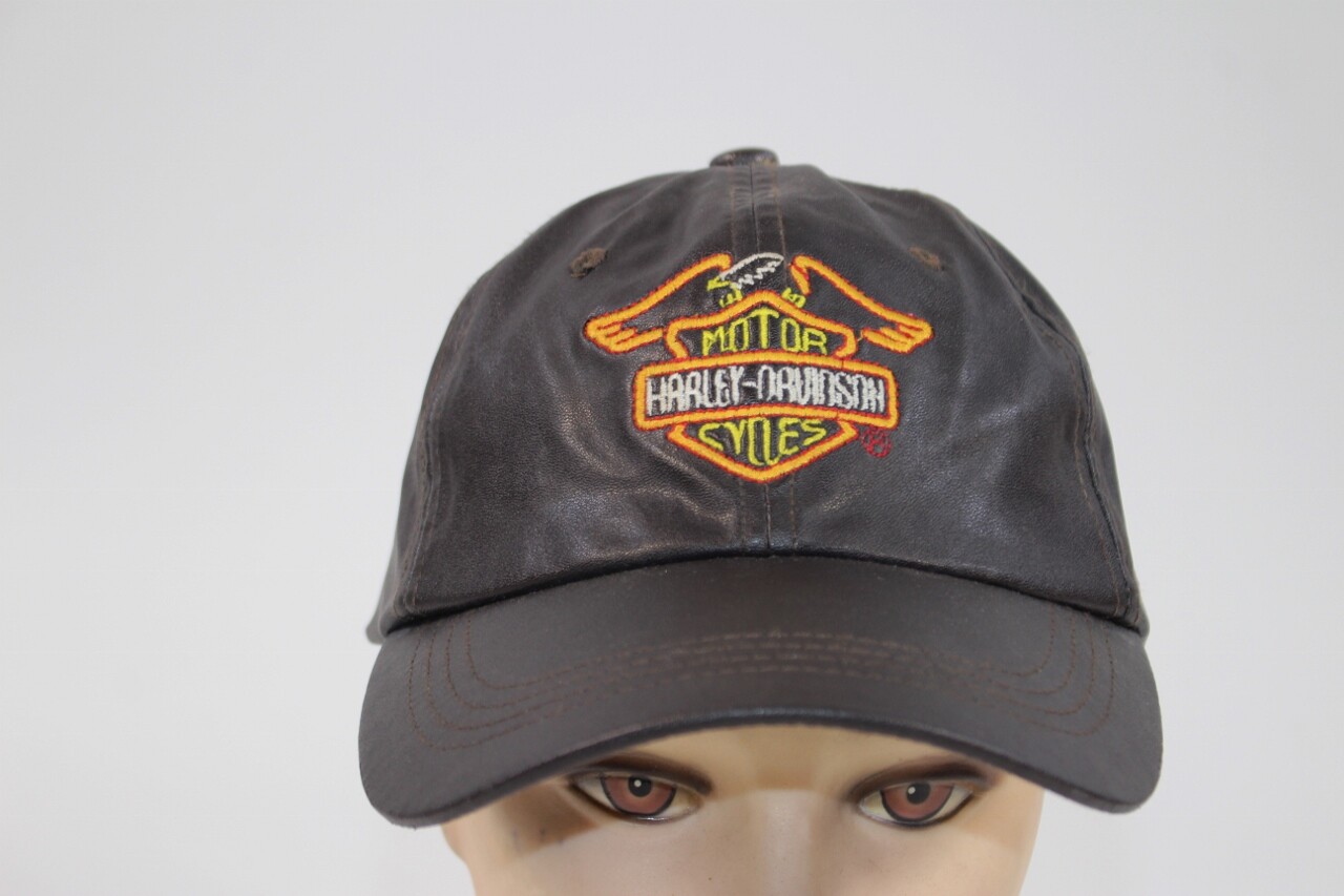 Harley Davidson Motorcycles Leather Hat Black Strapba… - Gem