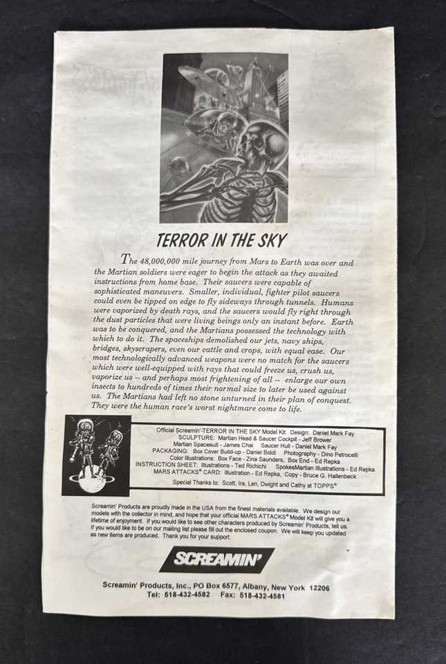 Mars Attacks Terror In The Sky Model Kit Screamin Topps 1996 Original ...