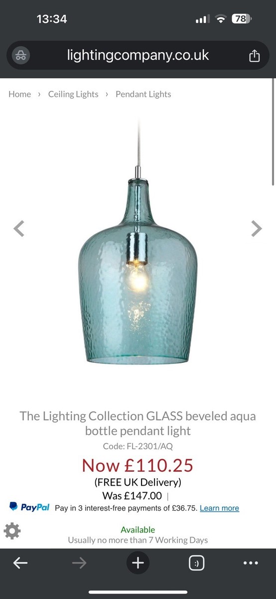Aqua Glass Pendant Ceiling
