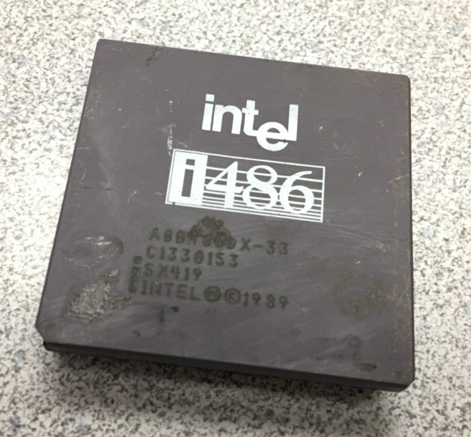 Vintage Intel 486DX-33 A80486DX-33 SX419 Socket 3 486DX 33 MHz CPU gold ...