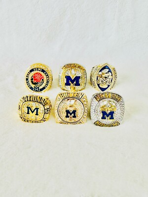 6 PCS Michigan Wolverines Championship Ring, 1997/2021/22/ 23/2024 ...