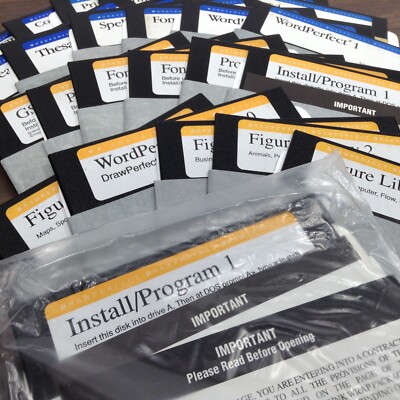 WordPerfect + DrawPerfect DOS For PC On 5.25" Floppy Disks 1990 ...