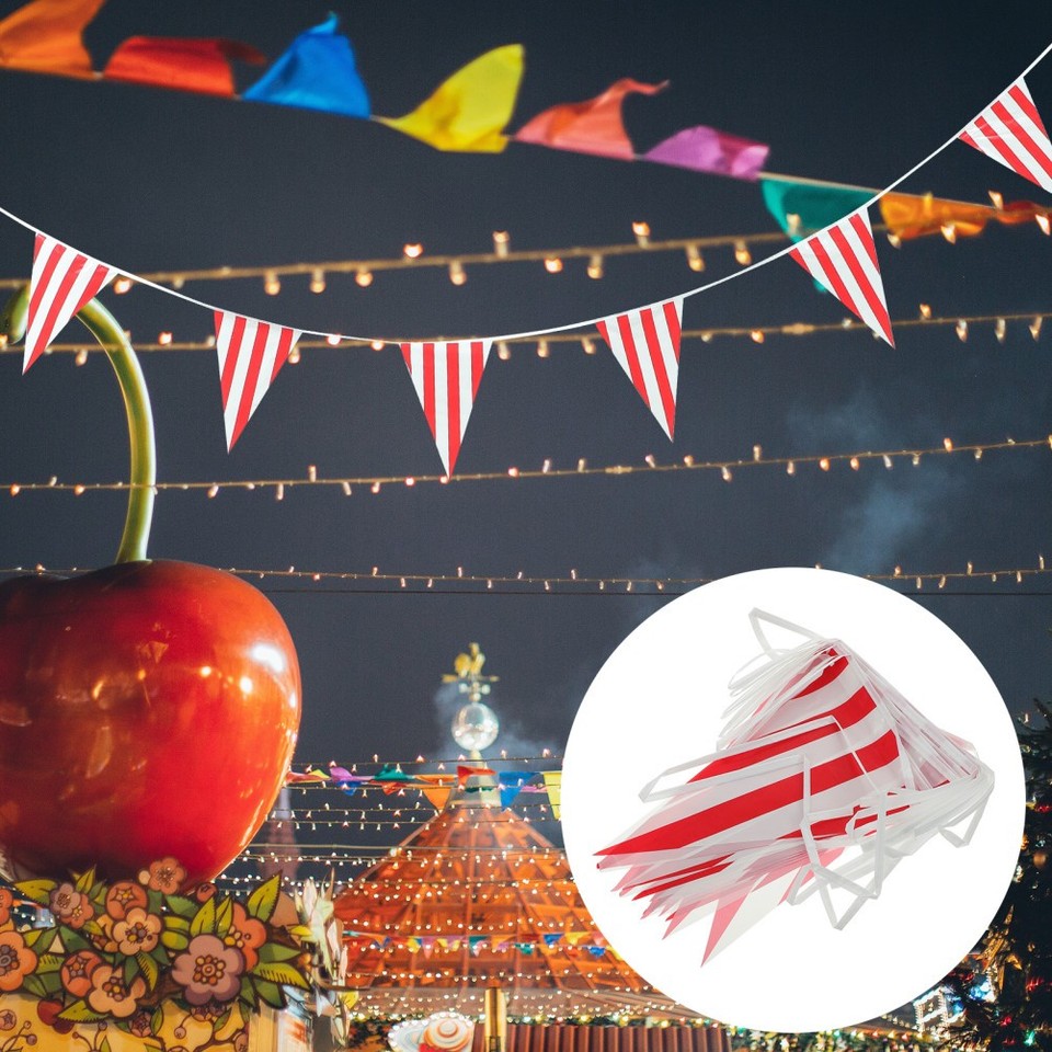 Striped Bunting Banner Cloth Pennant Flags Circus Theme Decorations ...
