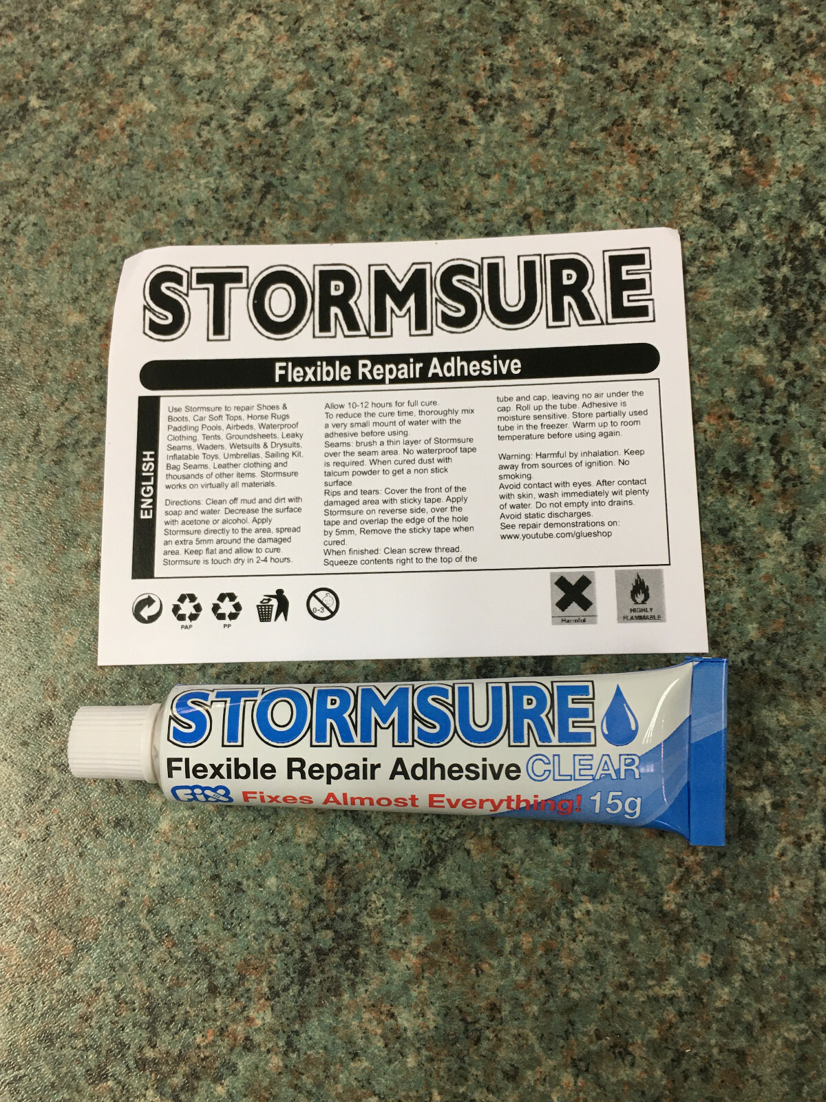 STORMSURE WATERPROOF GLUE ADHESIVE 15g CLEAR FLEXIBLE REPAIR STRONG FIX ...