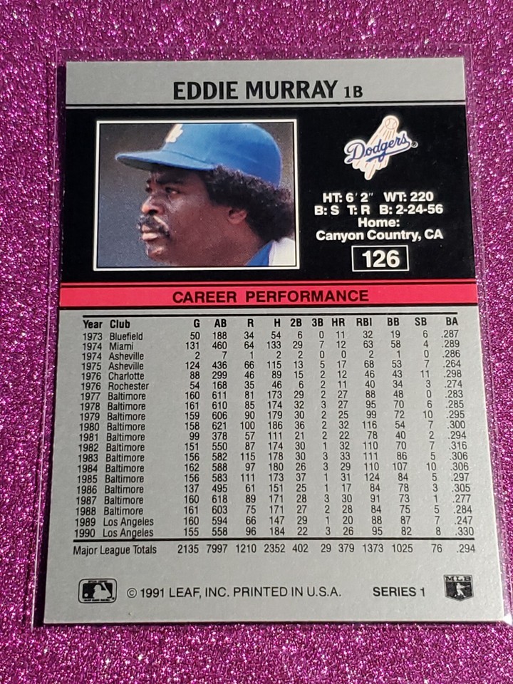 1991 Leaf Eddie Murray Los Angeles Dodgers #126 | eBay