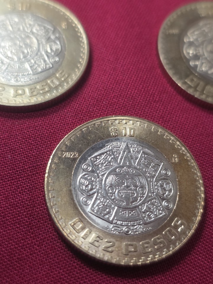 3 10 PESOS Bi-Metal lot Mexico Pesos Aztec Calendar Coin FAST SHIPPING ...