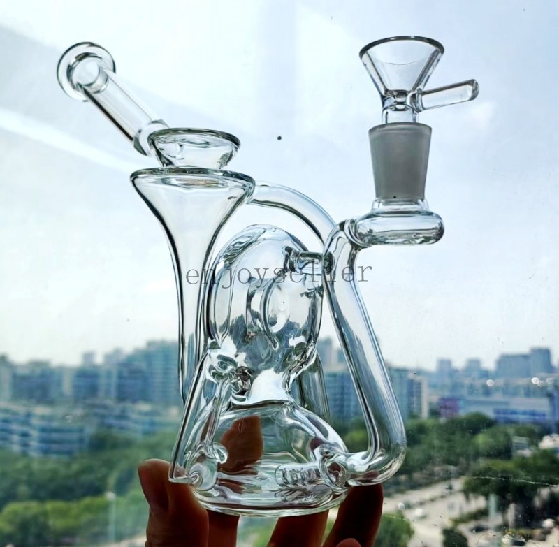 8"tall Percolator Glass Water pipe Smoking Recycler rig bong with 14mm ...