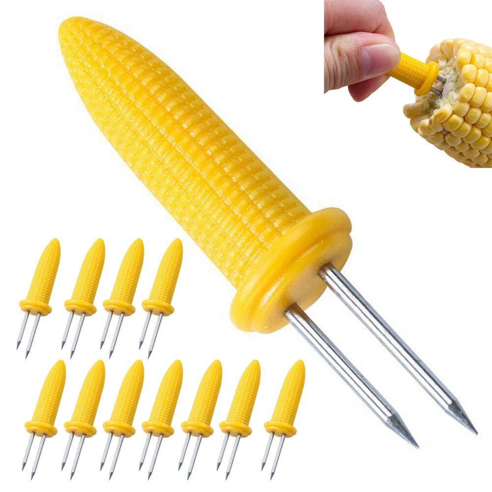 Heat Resistant Corn on the Cobs Skewers with Corn Shaped Handle for BBQ ...