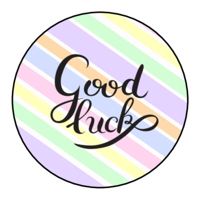 Good Luck Stickers Pastel Pink Blue Business Company Label Seals School ...