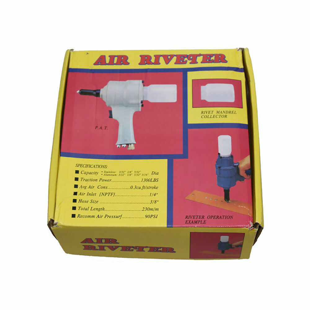 Impact Rivet Gun 3/32"-3/16" Air Riveter 2.4/3.2/4.0/4.8mm Inlet 1/4 ...
