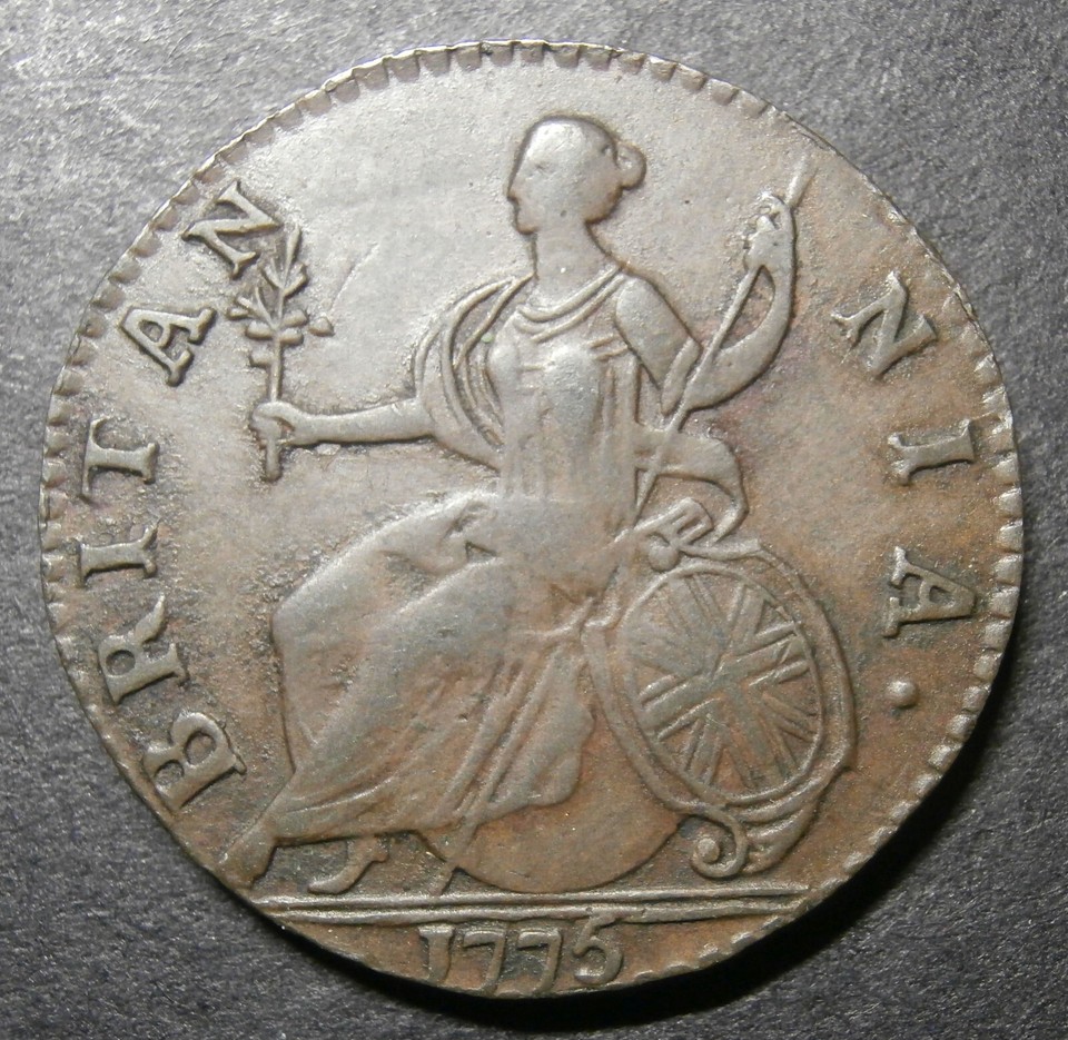 Contemporary non-regal halfpenny 8.0g - 1775 high grade Coleman#CH ...