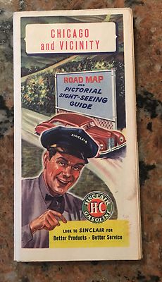 1940 Sinclair Map Chicago 6.5" X 3.5" Closed | eBay