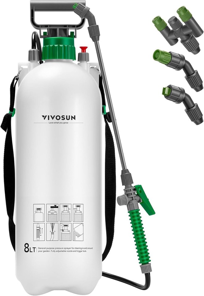 VIVOSUN 0.8/1.3/2 Gallon Lawn Garden Pump Pressure Sprayer Chemical ...