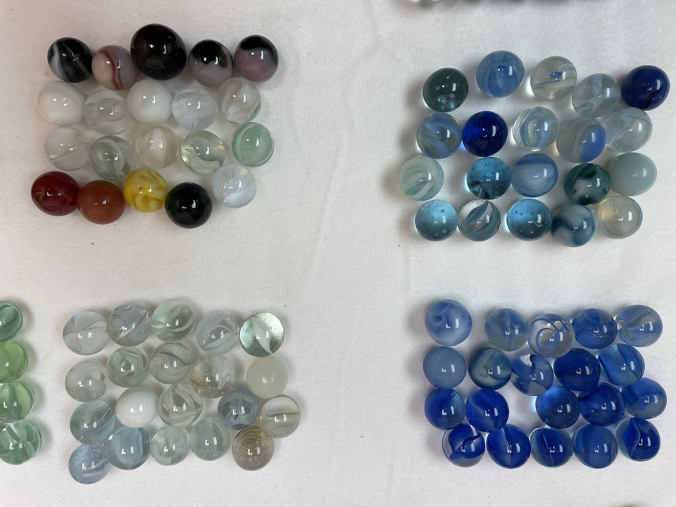 VINTAGE MARBLES LOT OF 400+ MARBLES AGATES, CORKSCREWS, CAT EYES, SLAGS ...