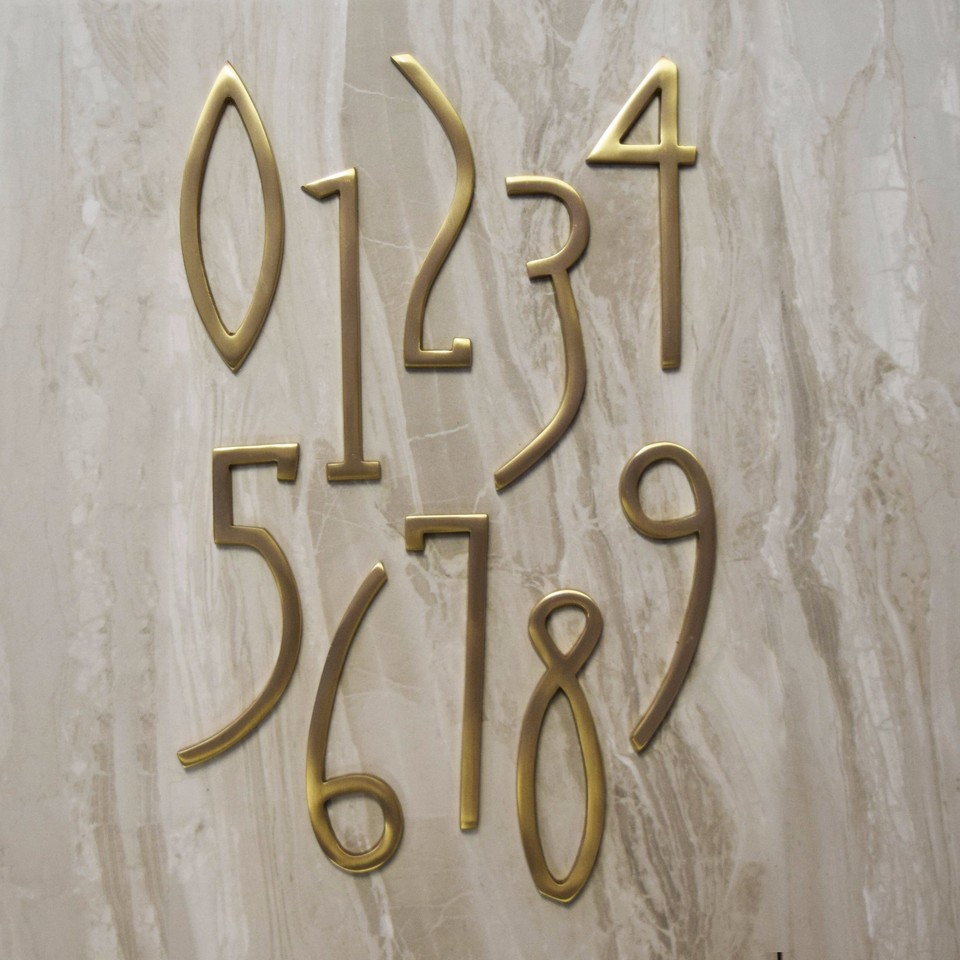 Modern Art Deco Matte Brass Gold & Chrome House Door Number Sign | eBay UK