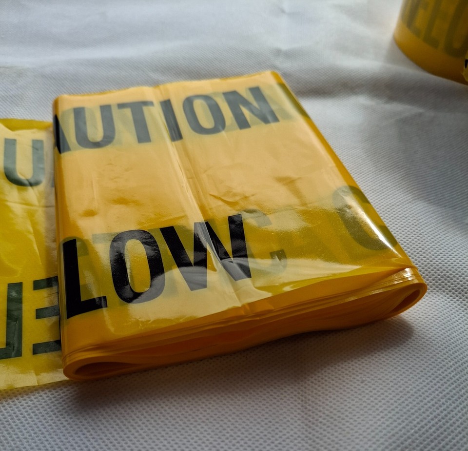 Caution Electric Cable Below Under Ground Safety Tape Black Yellow ...