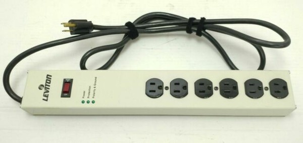 Surge Protector Leviton 5100-IPS heavy duty Power Strip 6 outlet Metal ...