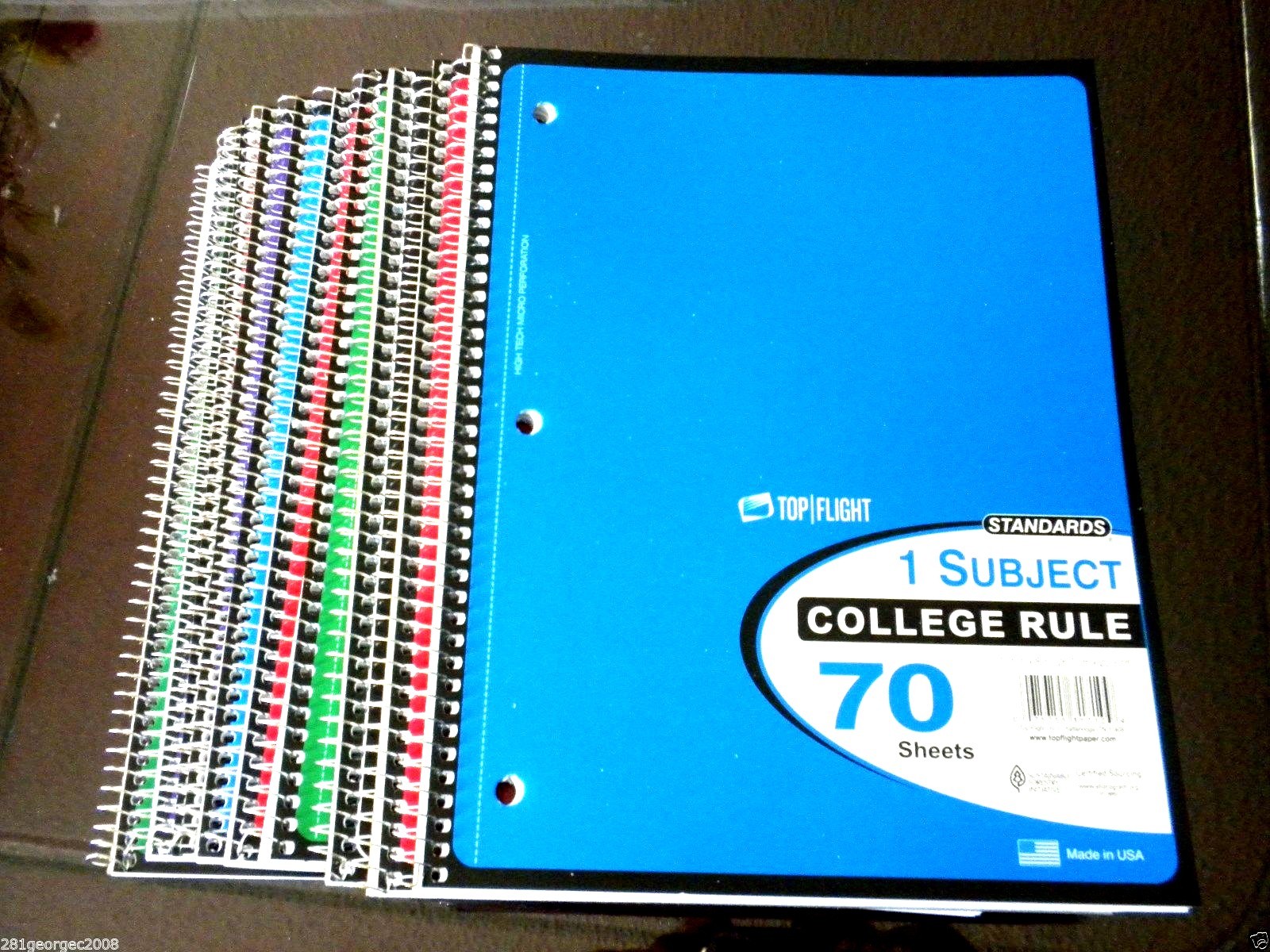 College Ruled Notebook Spiral 10-Pack 1 Subject 70 Sheets Each 10.5x8 ...