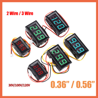 LED 2.5~120V Digital Display Voltmeter Car Motorcycle Voltage Gauge ...