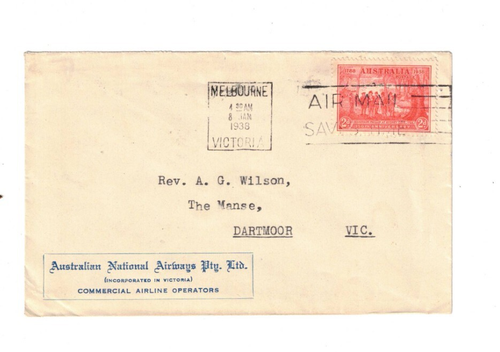 Australia 1938 2d AUST NATIONAL AIRWAYS Cover,cds Melbourne Vic | eBay