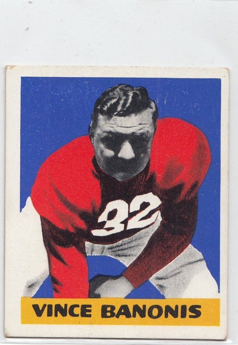 1948 Leaf #8 Vince Banonis Vg Ink Line On Back Of Card | eBay