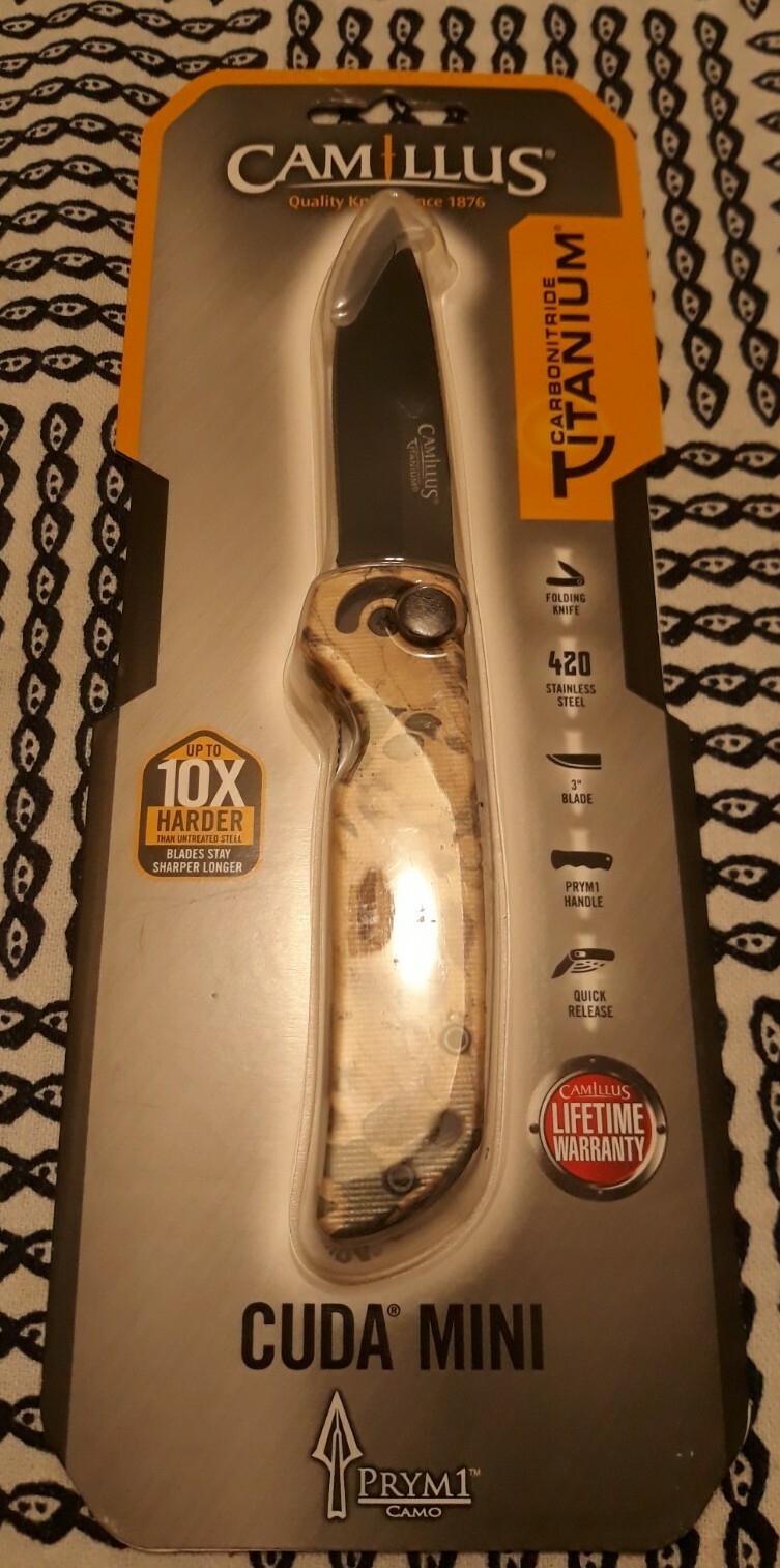Camillus Cuda Mini 6.75 inch Folding 3 inch Blade Knife Prym1 Camo 420 ...
