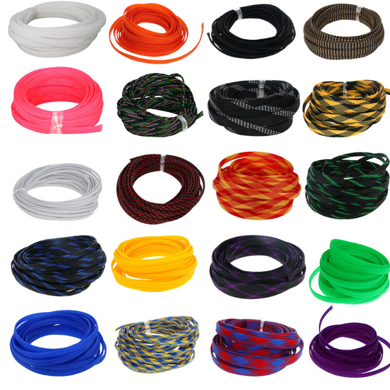 13 Colors Braided Cable Sleeving PET Expandable Wire Sheath Electrics ...
