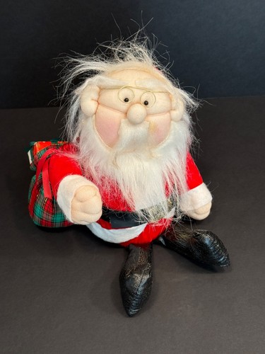 Vintage 1980s Mervyn’s Soft Face Santa • Wind-Up Music Box • Xmas Shelf ...