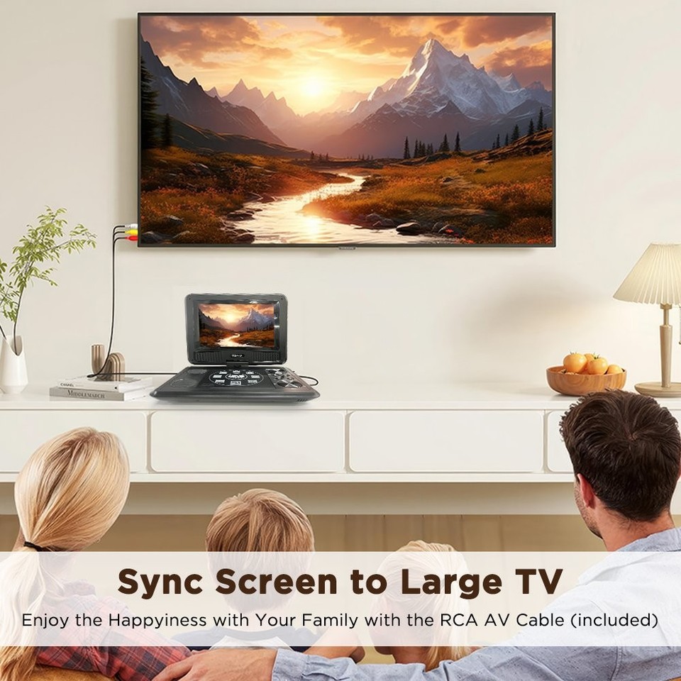 10.8" Portable DVD Player HD CD TV Player 270° LCD Widescreen Card ...
