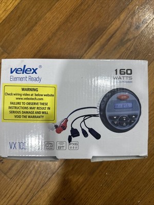 Velex VX100 Bluetooth Aux Marine Digital Media ATV Stereo Receiver 160 ...