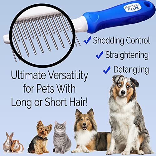Detangling Grooming Comb with Long & Short Stainless Steel Metal Teeth ...