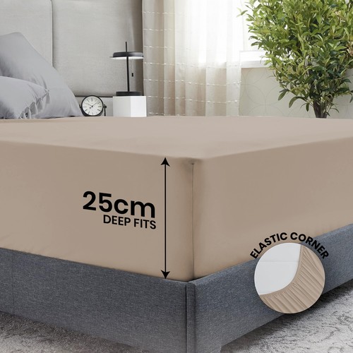 Full Fitted Sheet 25cm Extra Deep Large Bed Sheets Single Double Super ...