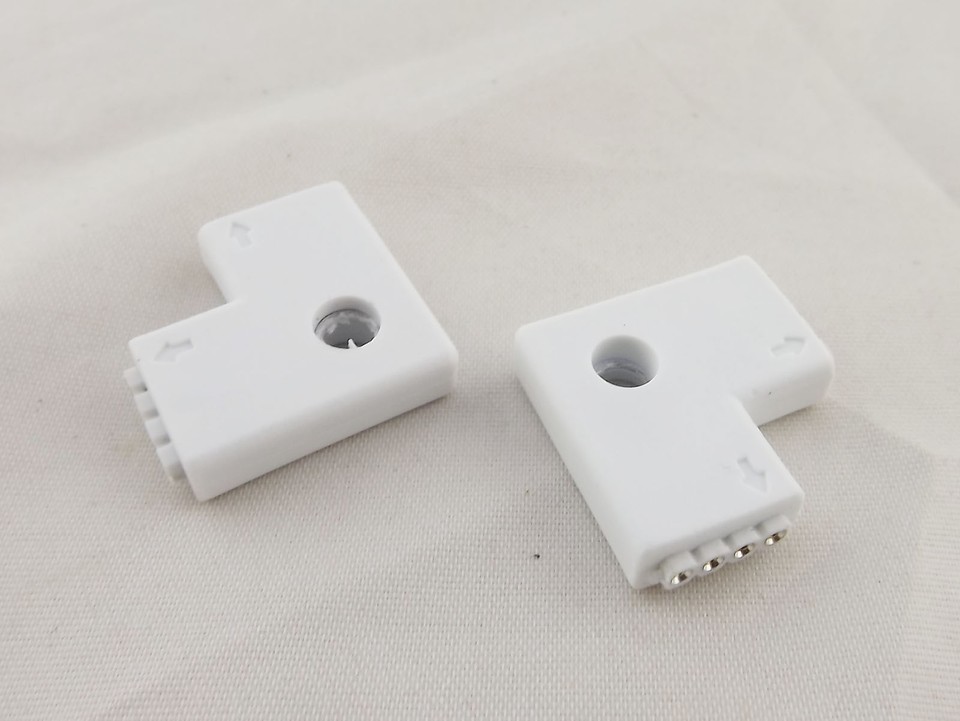 Connector Female 4 Pins 2 way L Shape For Led Strip Light RGB 5050 3528 ...