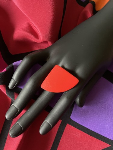 Fabulous Vintage Upcycled Plastic MOD/ Statement Ring - Red and Silver ...