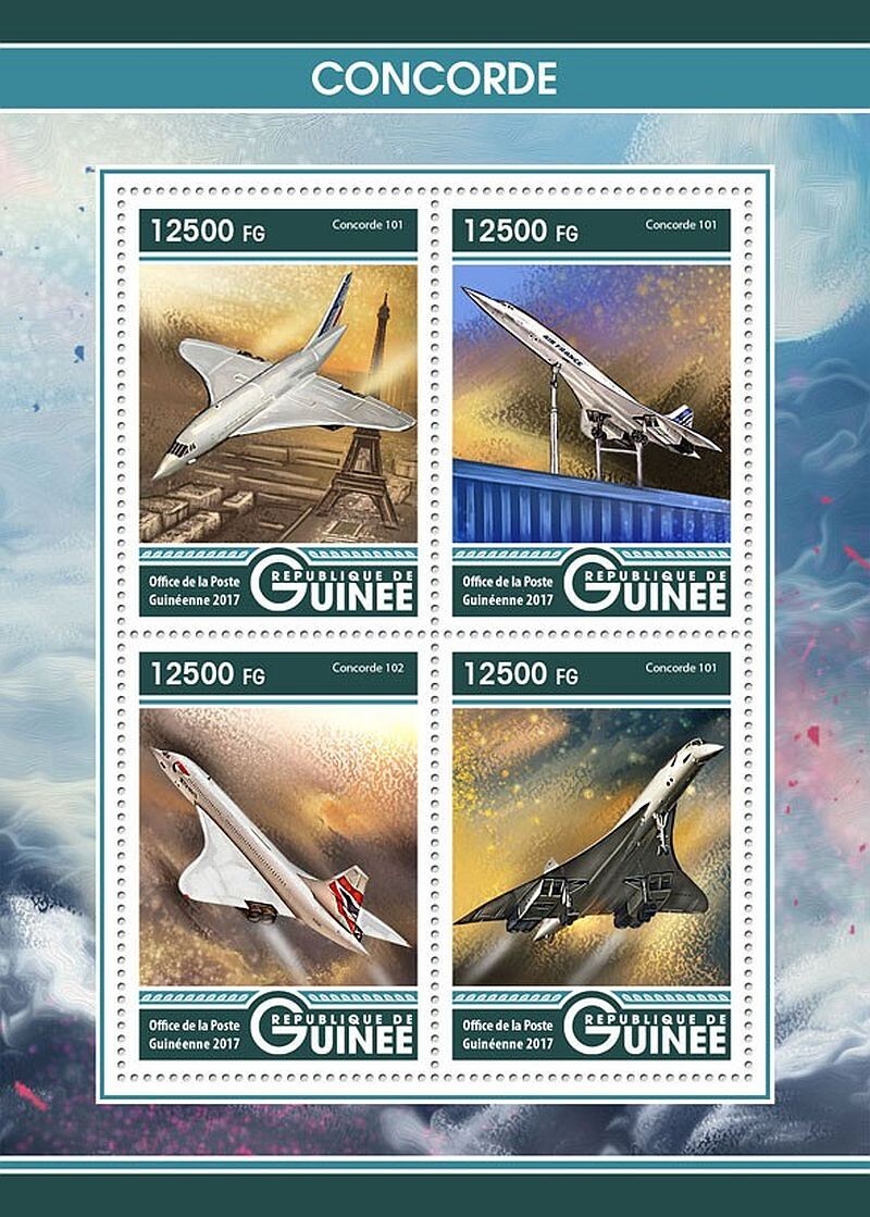 British Airways Air France CONCORDE Airliner Aircraft Stamp Sheet (2017 Guinea) | eBay