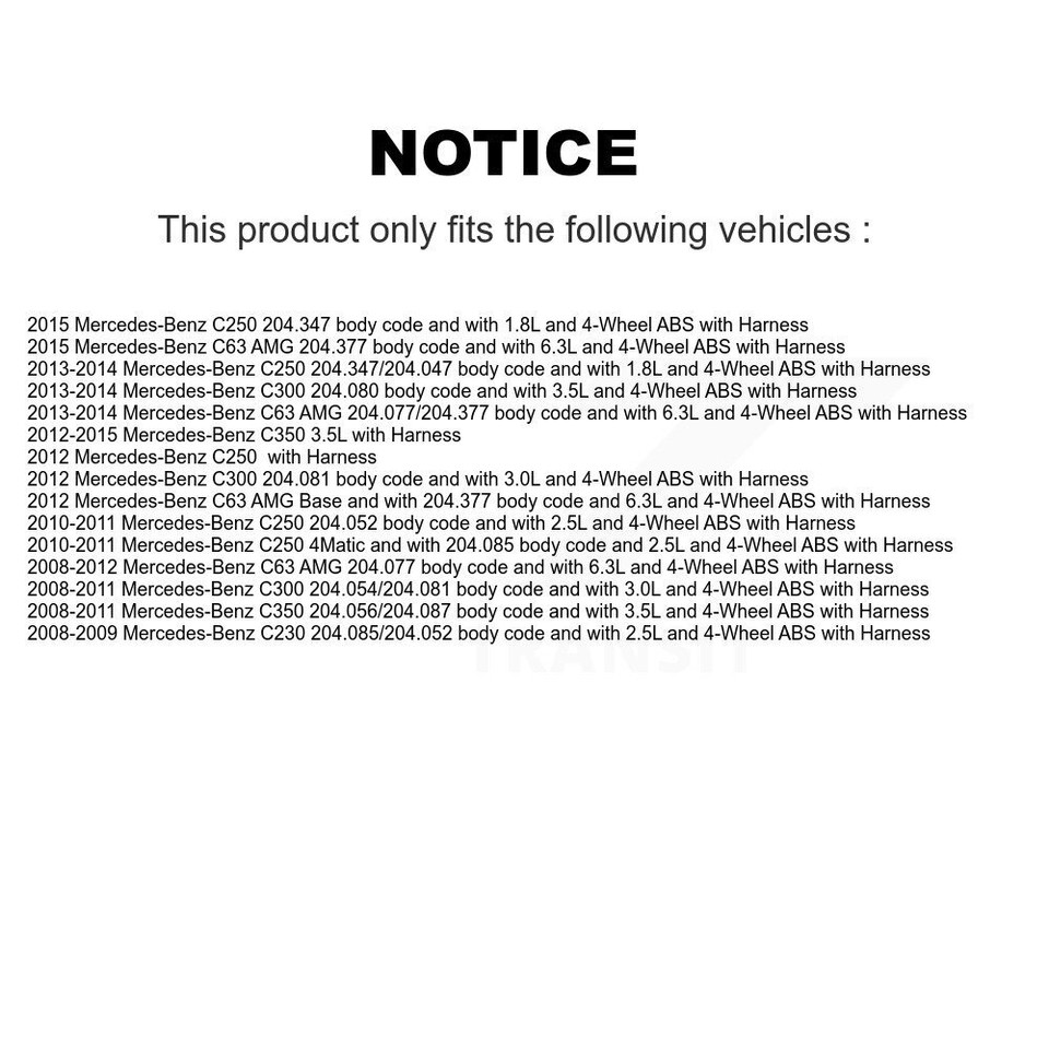 Rear ABS Wheel Speed Sensor For Mercedes-Benz C300 C350 C250 C230 C63 ...