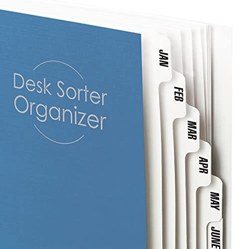 Desk File/Sorter Monthly Jan-Dec 12 Dividers Letter Size Dark Blue ...