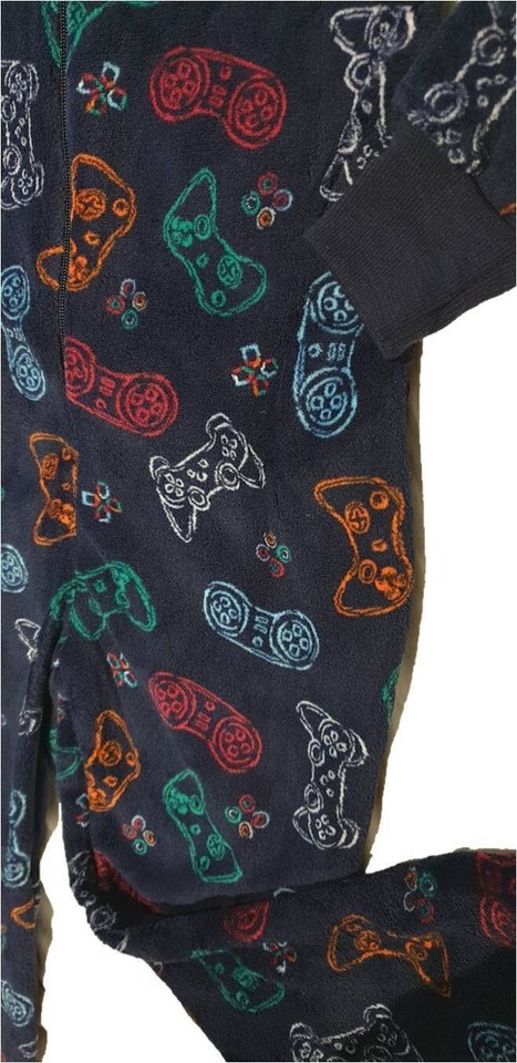 Gamer Onesie Jumpsuit Einteiler Gr. 134-164 Bodysuit Overall mit Kapuze ...
