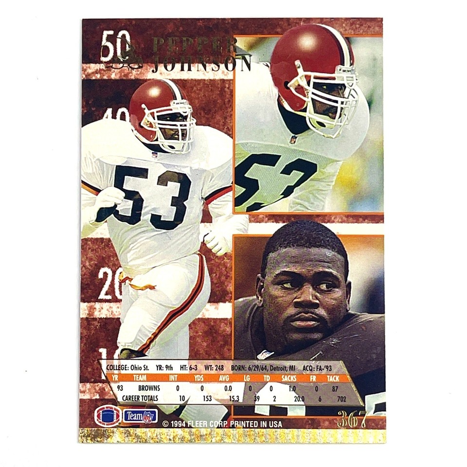 Pepper Johnson 1994 Fleer Ultra NFL Card #367 Cleveland Browns Football ...