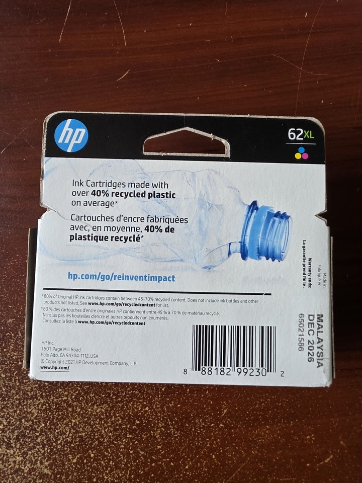 NEW Genuine HP 62XL (C2P07AN) Tri Color Printer Ink Cartridge Exp 2026 ...