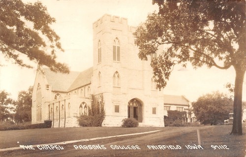 Fairfield Iowa~Parsons College Chapel (Maharishi Univ) Sepia~RPPC 1941 ...