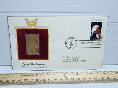 First Day Issue Stamp George Washington 250th Birthday Issue 22kt Gold ...