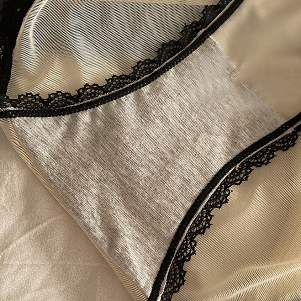1Pc Womens Vintage Lace Trim Satin Knicker Panties Underwear Sheer ...