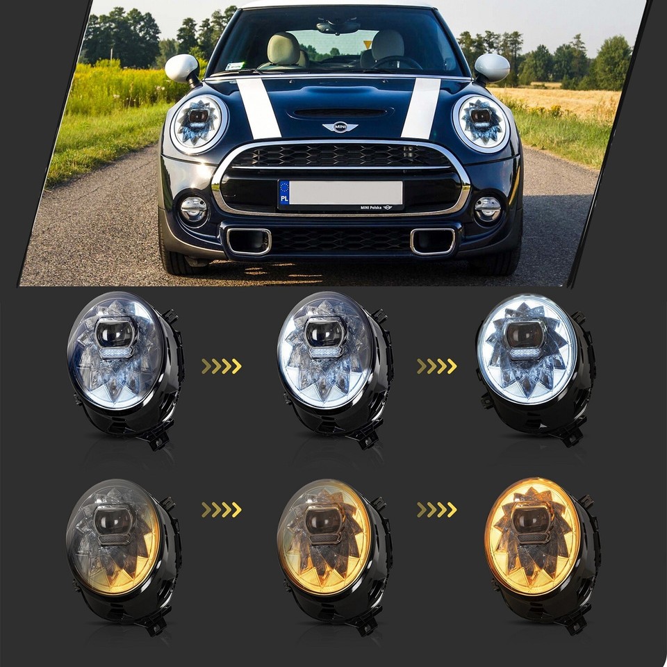 FULL LED Headlights For 2014-2018 BMW Mini Cooper F55/F56/F57 DRL start ...
