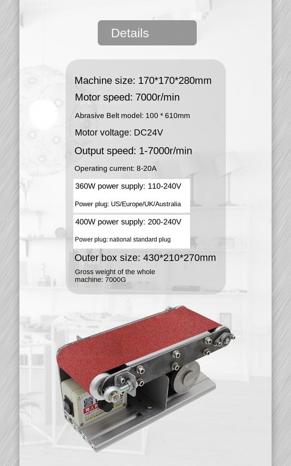 Small Electric Belt Sander Desktop Grinder Polishing Machine 100x610MM ...