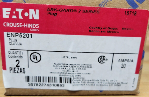 1PCS Eaton Crouse-Hinds ENP5201 Plug 20a 125vac 5-20p Brand New In ...