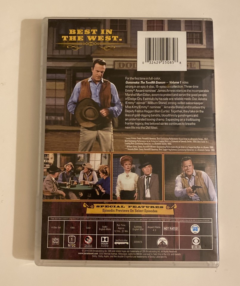 GUNSMOKE THE TWELFTH SEASON 12 VOLUME 1, 4 DVD Set 32429250858| eBay
